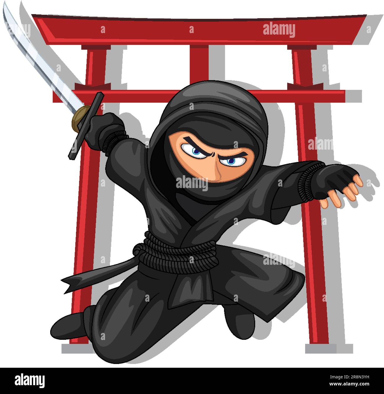 Ninja Jumping and Brandishing Sword illustration Stock Vector Image ...
