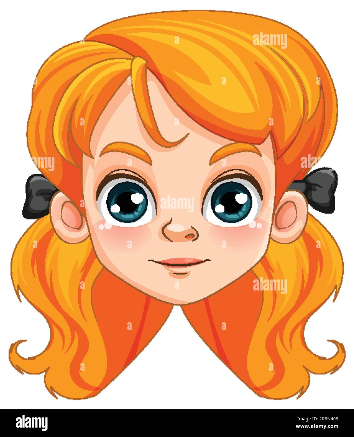 Cute Girl Face with Orange Hair Vector illustration Stock Vector Image ...