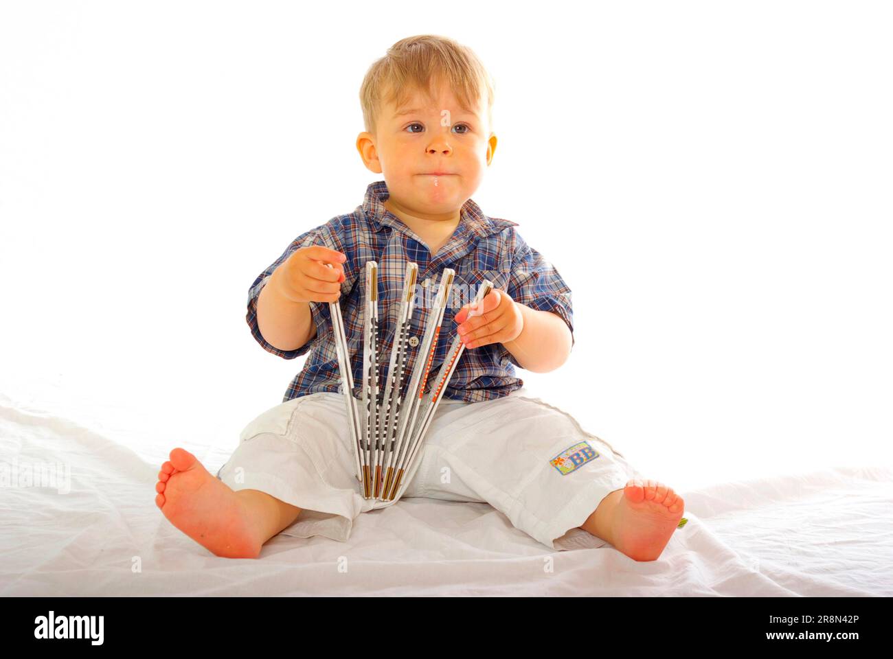Boy with folding ruler, ruler, link scale Stock Photo - Alamy
