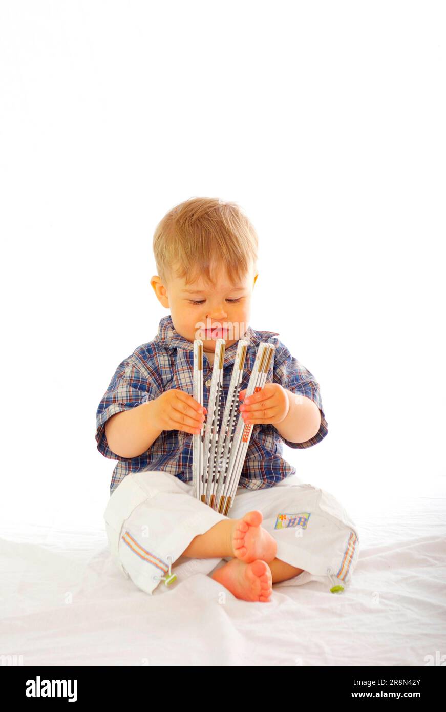 Boy with folding ruler, ruler, link scale Stock Photo - Alamy