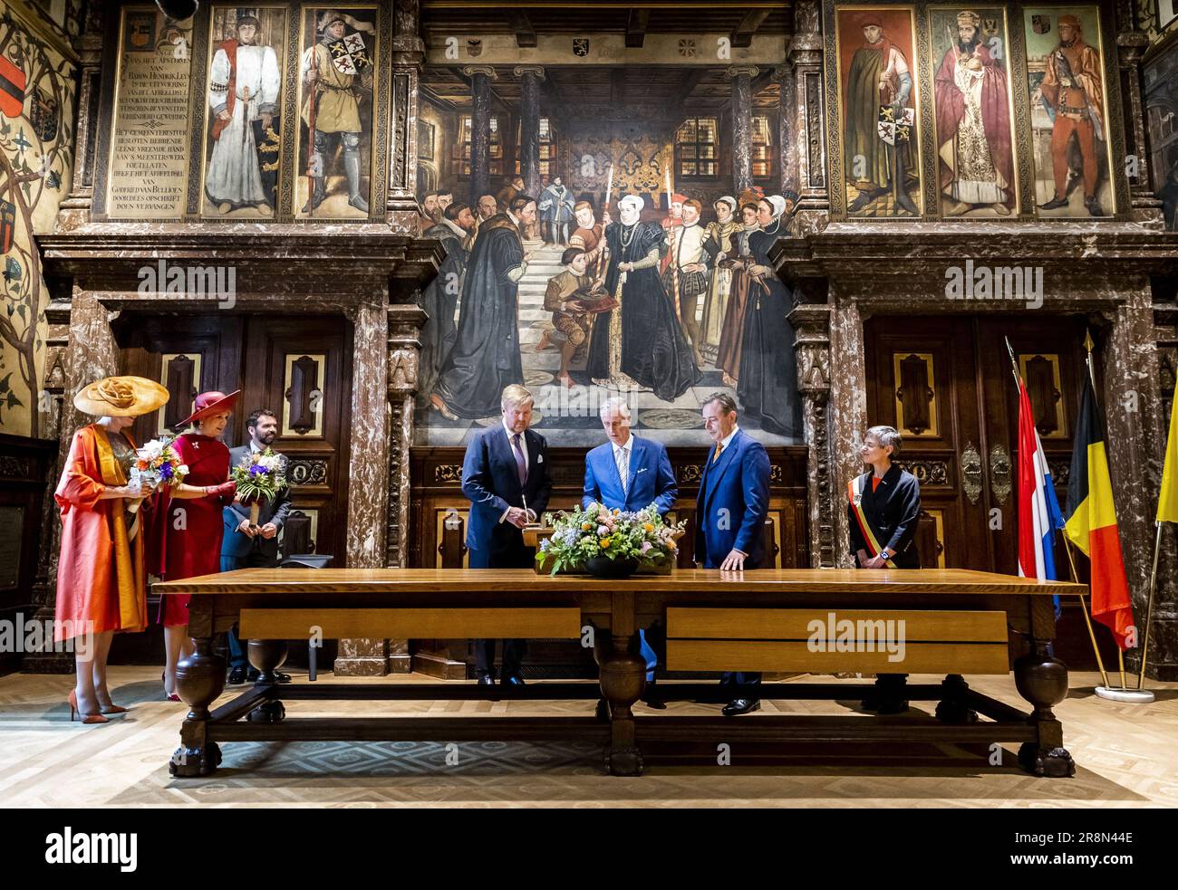 ANTWERP - 22/06/2023, King Willem-Alexander and Queen Maxima and the Belgian King Philippe and ...