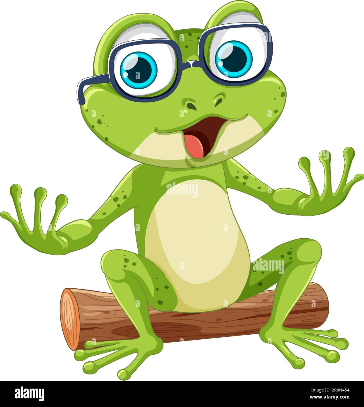 Green Frog Wearing Glasses Illustration Stock Vector Image And Art Alamy