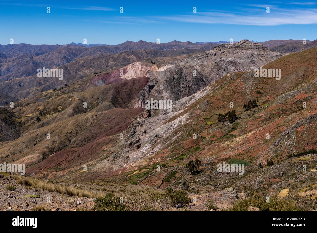 Colorful mountain landscape in the remote Bolivian Andes between ...