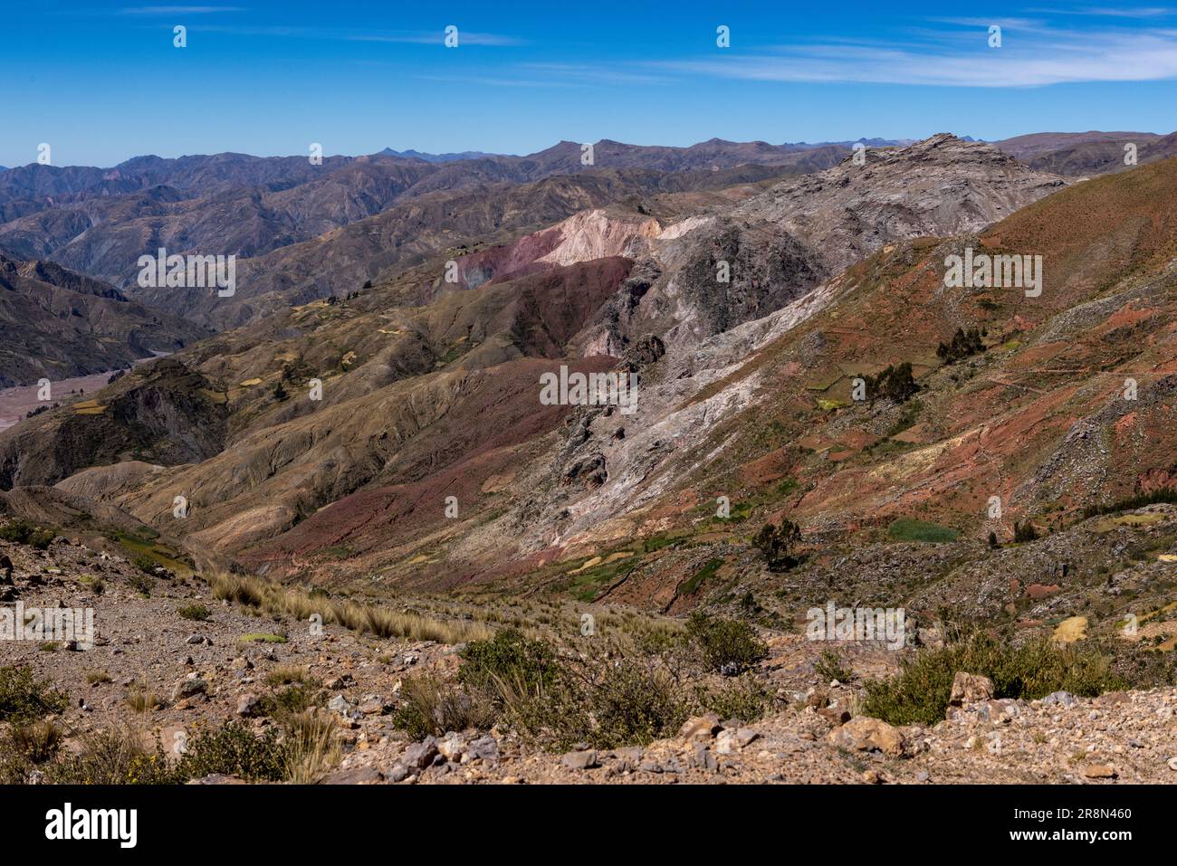 Colorful mountain landscape in the remote Bolivian Andes between ...