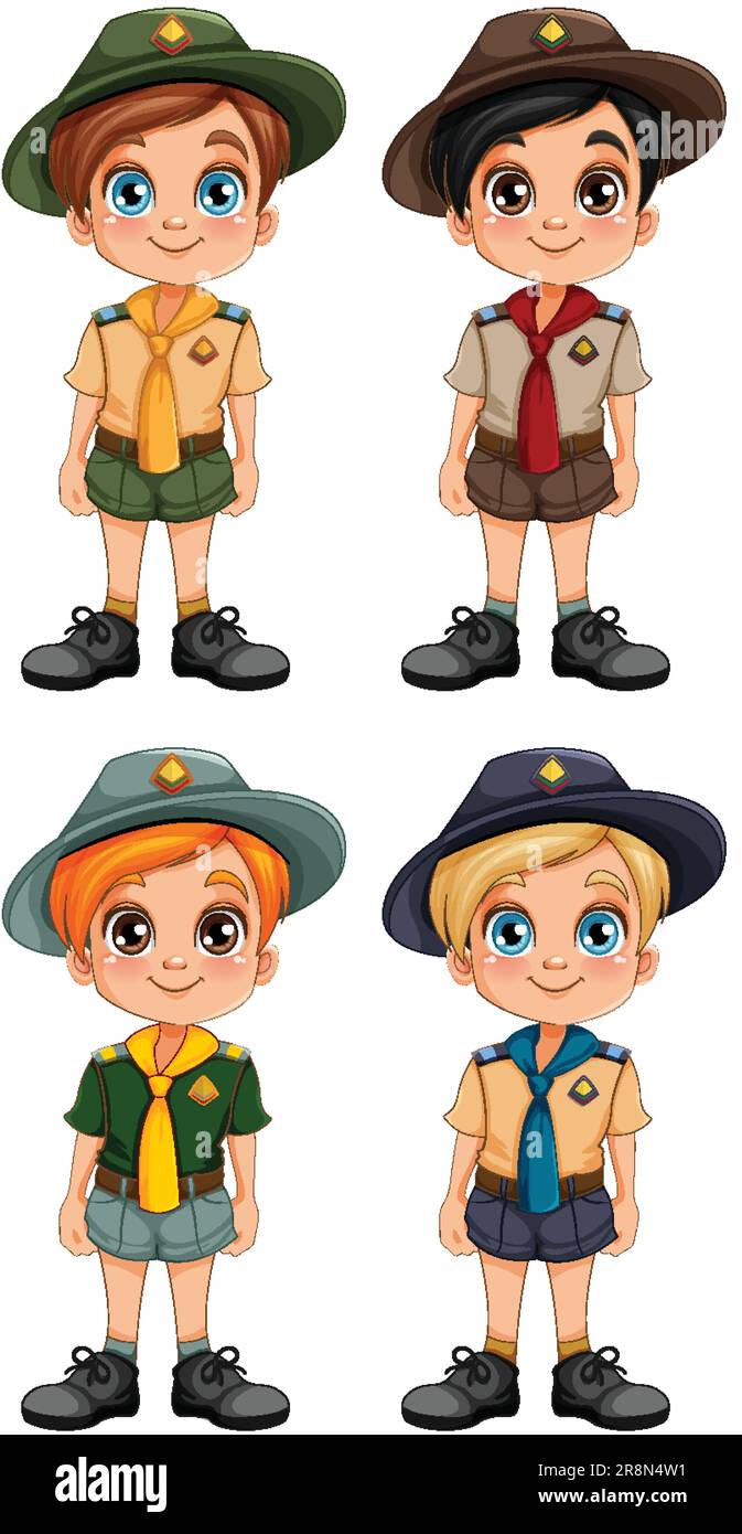 Boy scout in uniform cartoon character illustration Stock Vector Image ...