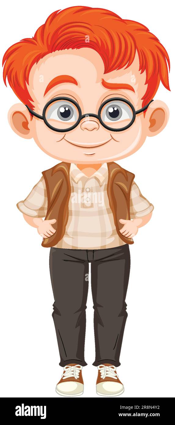 Cute nerdy boy cartoon character illustration Stock Vector Image & Art ...