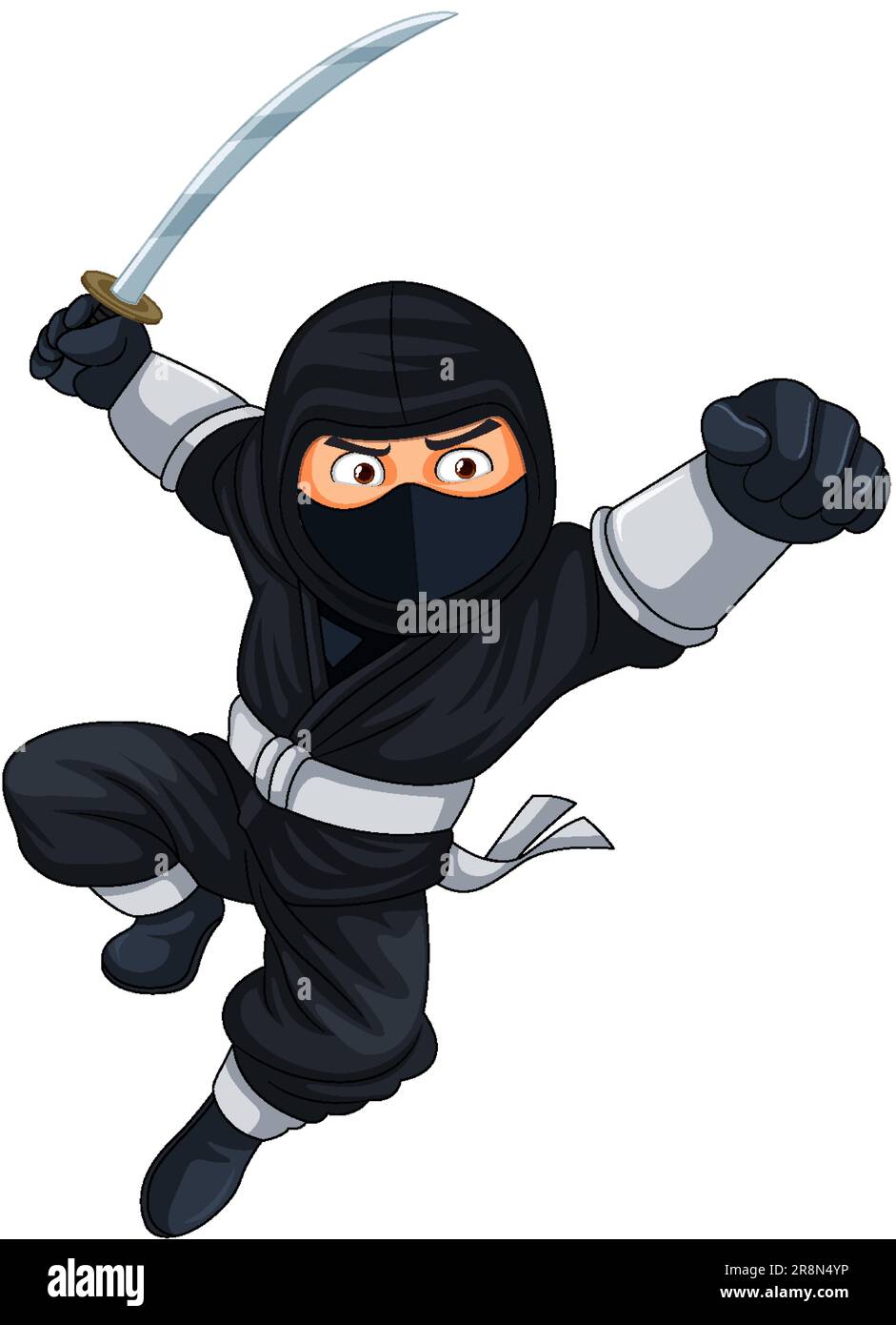 Ninja Jumping and Brandishing Sword illustration Stock Vector Image ...