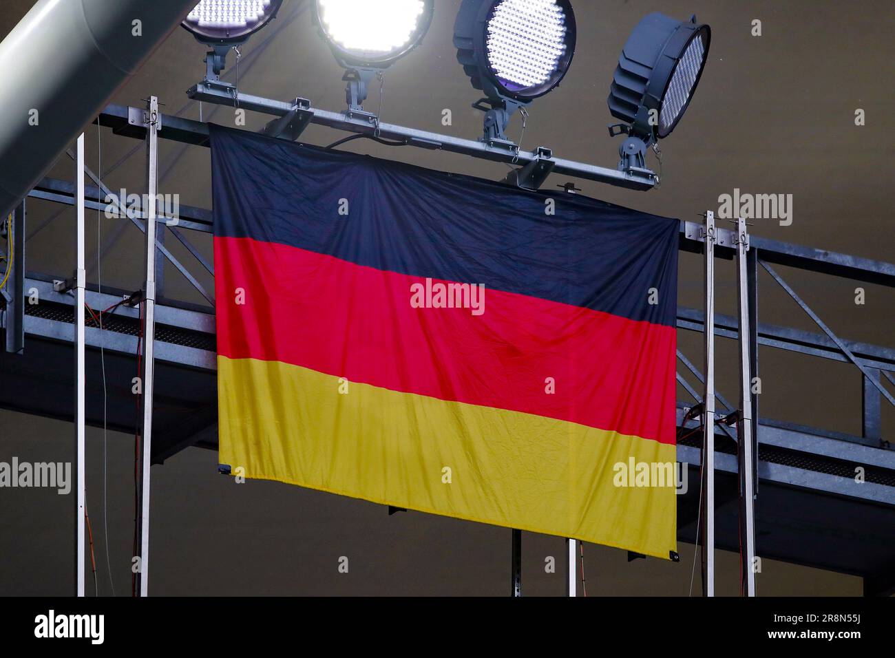 GELSENKIRCHEN - 20/06/2023, flag of Germany during the friendly ...