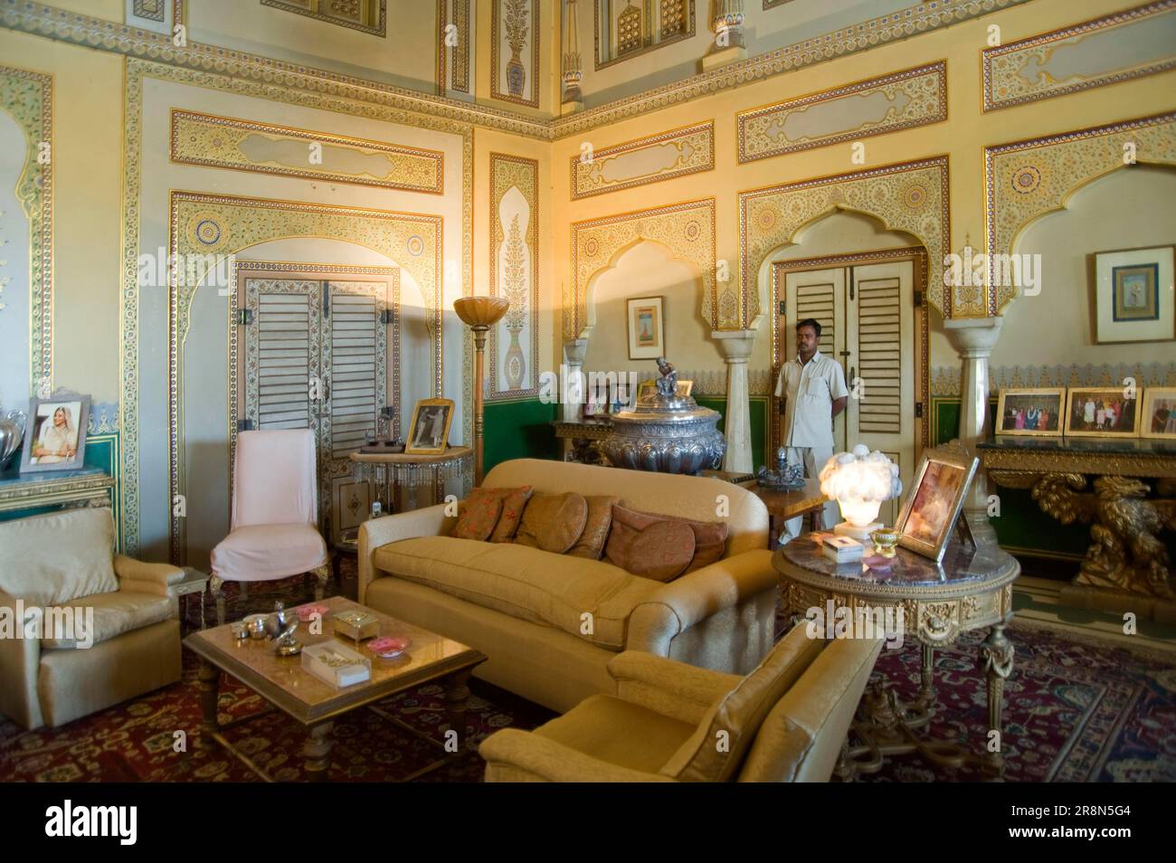 Private chambers in the Chandra Mahal, City Palace of Jai Singh II, Jaipur, Rajasthan, India ...