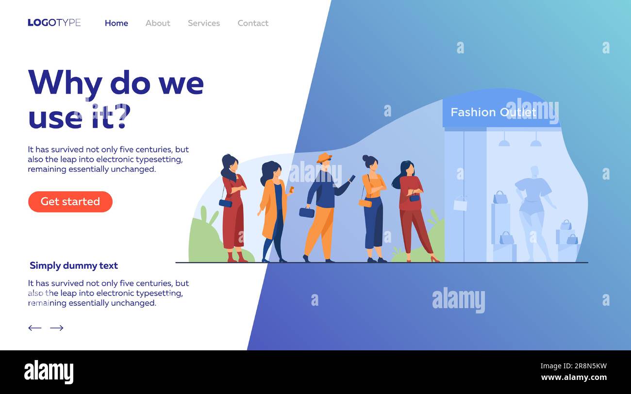 Queue of customers standing for sale at boutique window Stock Vector ...