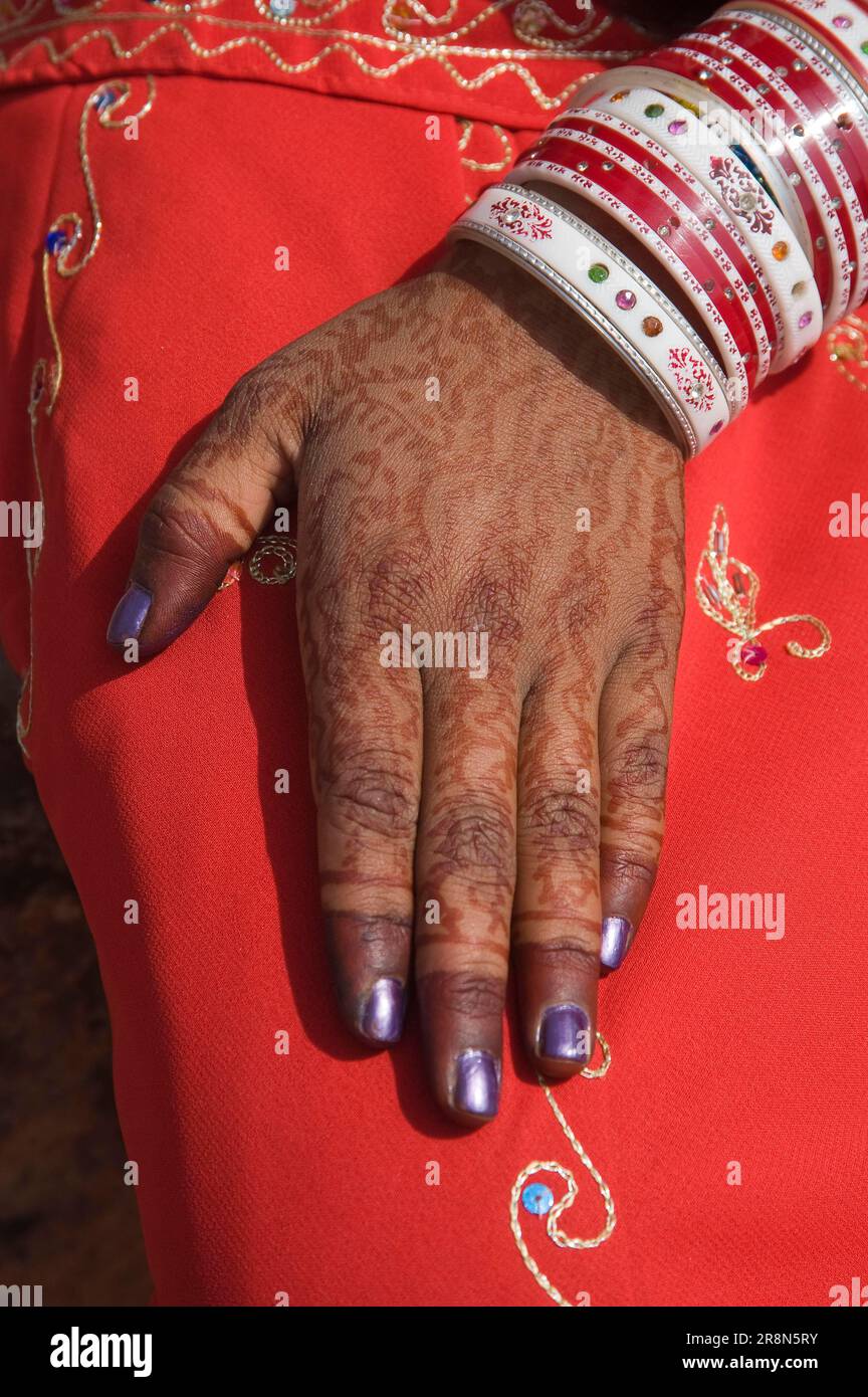 Tattooed Hand Of An Indian Woman Jaipur Rajasthan India Asia Stock