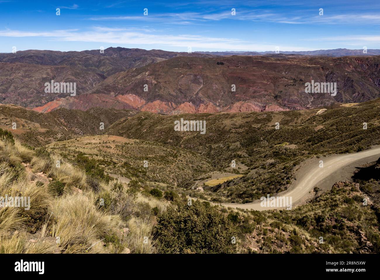 Colorful mountain landscape in the remote Bolivian Andes between ...