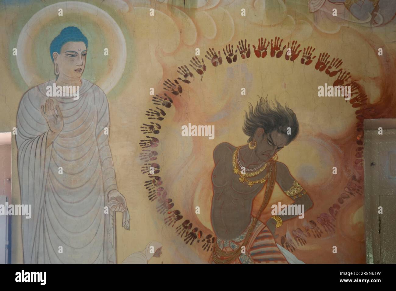 Devil Angulimal and Buddha, mural by the Japanese artist Kosetsu Nosu ...