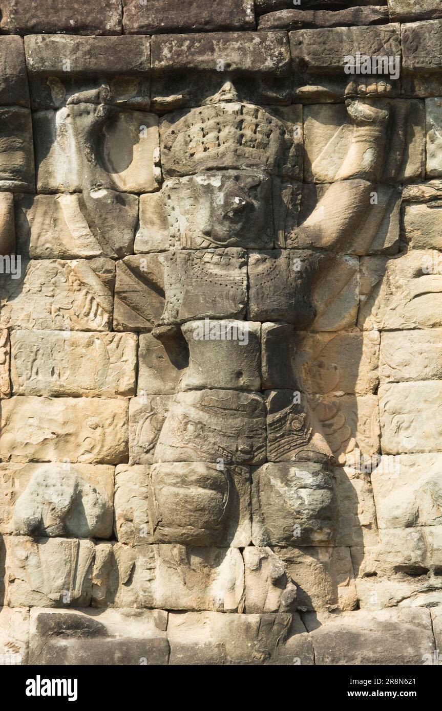 Wall with Garuda, Elephant Terrace, Angkor Thom, Siem Reap, Cambodia ...