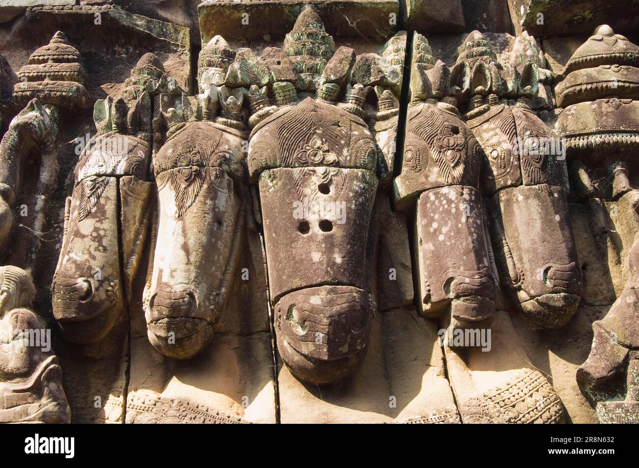 Five-headed horse, Elephant Terrace, Angkor Thom, Siem Reap, Cambodia ...