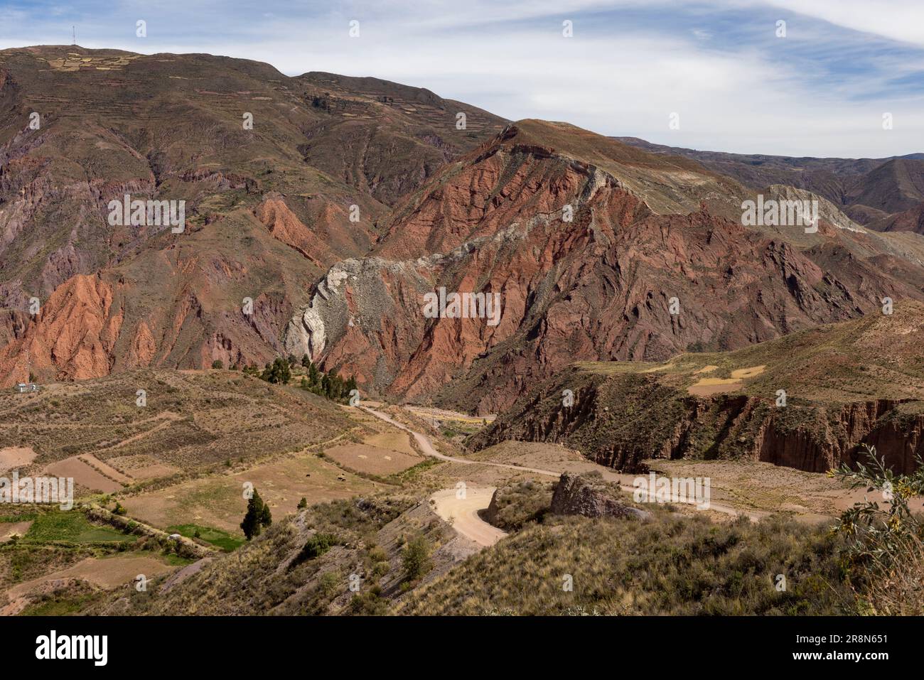Colorful mountain landscape in the remote Bolivian Andes between ...