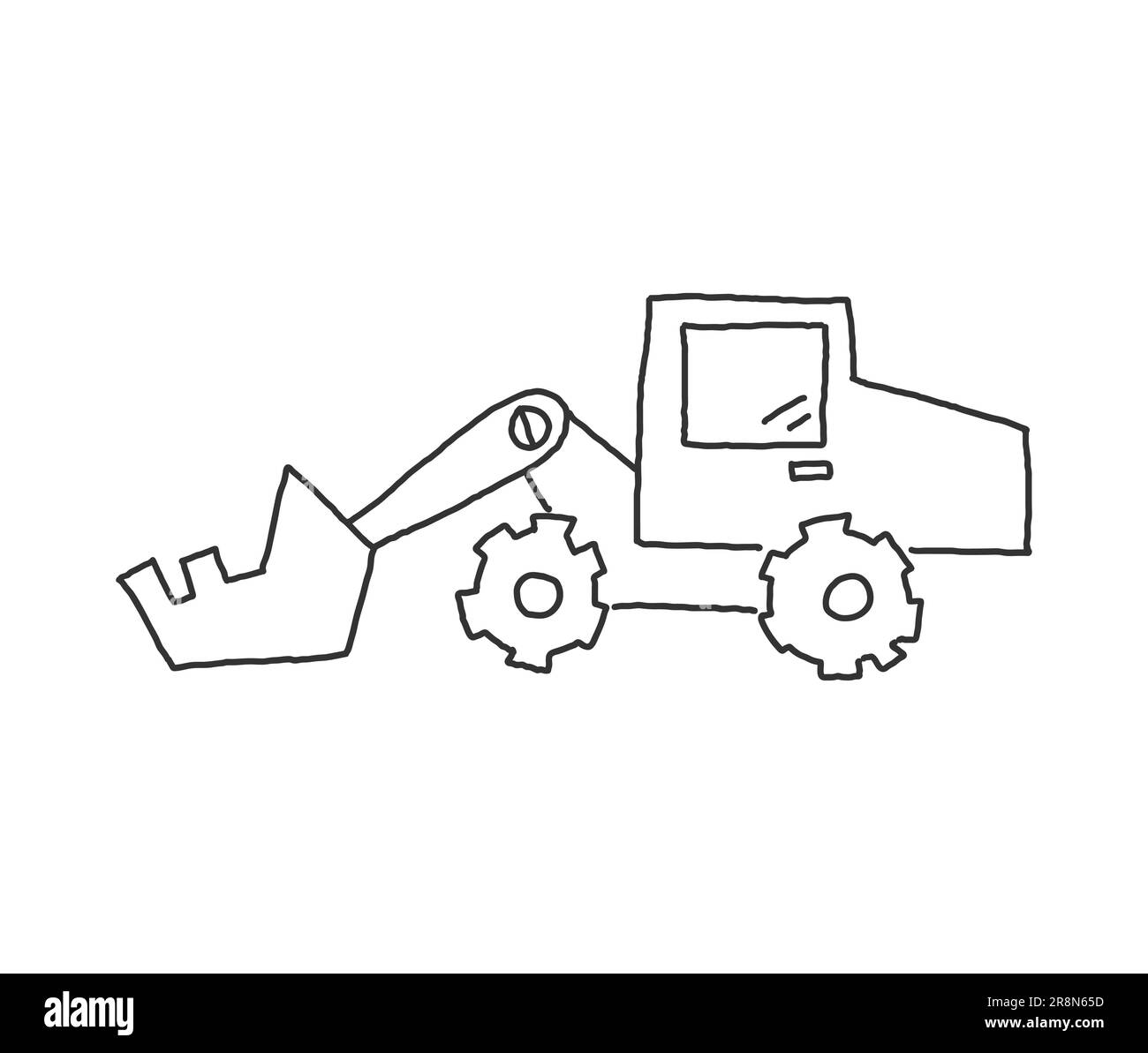 Excavator hand drawn icon, outline vector sign, doodle style pictogram ...