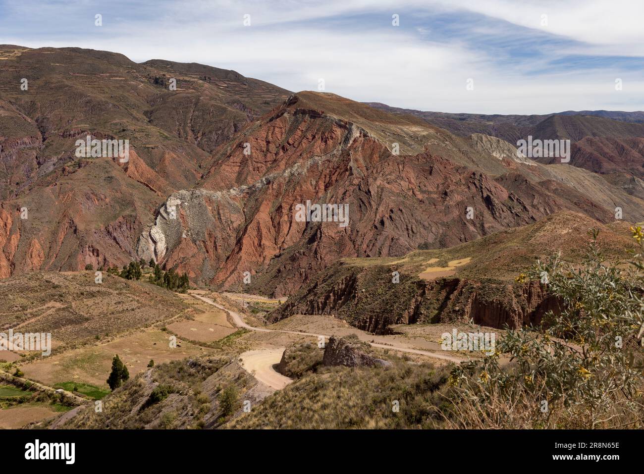 Colorful mountain landscape in the remote Bolivian Andes between ...