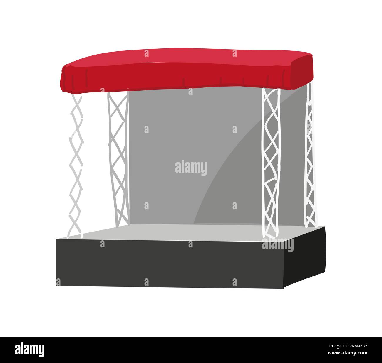 Outdoor concert stage, truss system with red floor and black floor ...