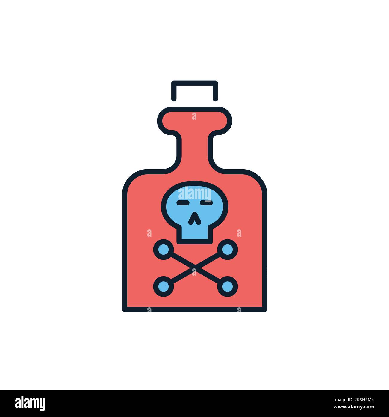 Poison related vector line icon. Skull and bones, bottle. Isolated on ...