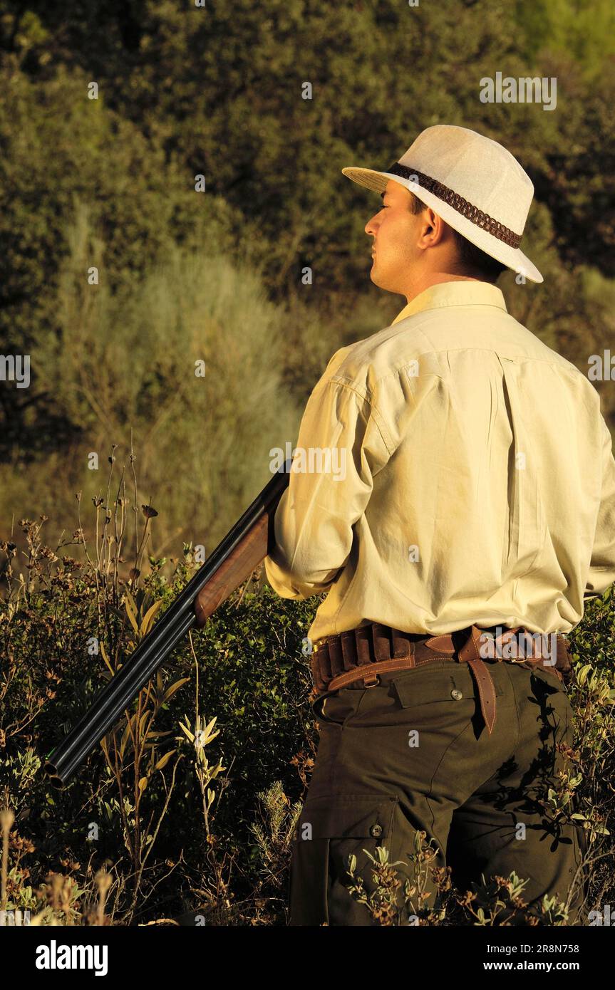 Hunter with rifle, Hunting, Shotgun, Spain Stock Photo - Alamy
