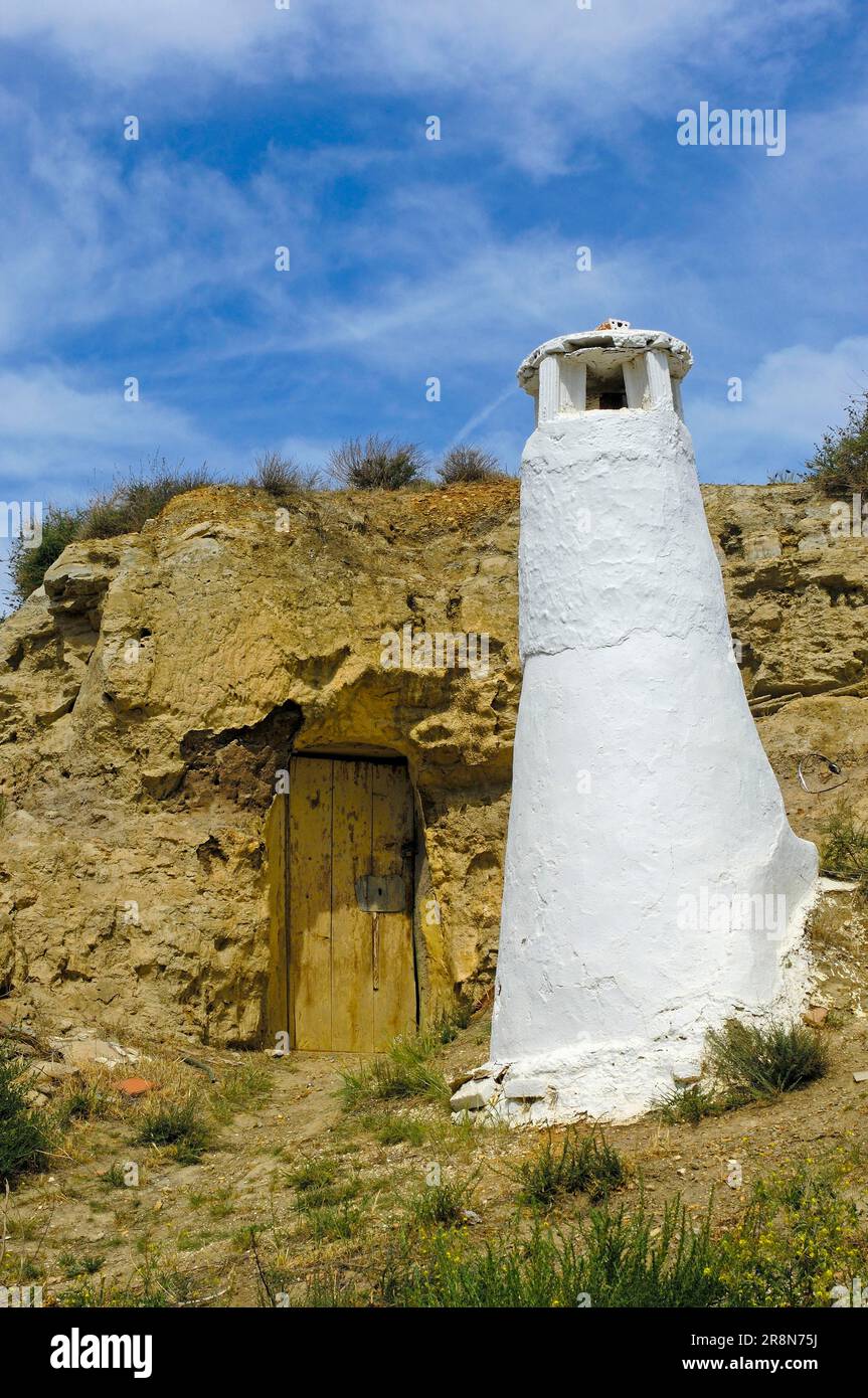 Chimneys of cave dwellings, fireplace, Santiago troglodyte district ...