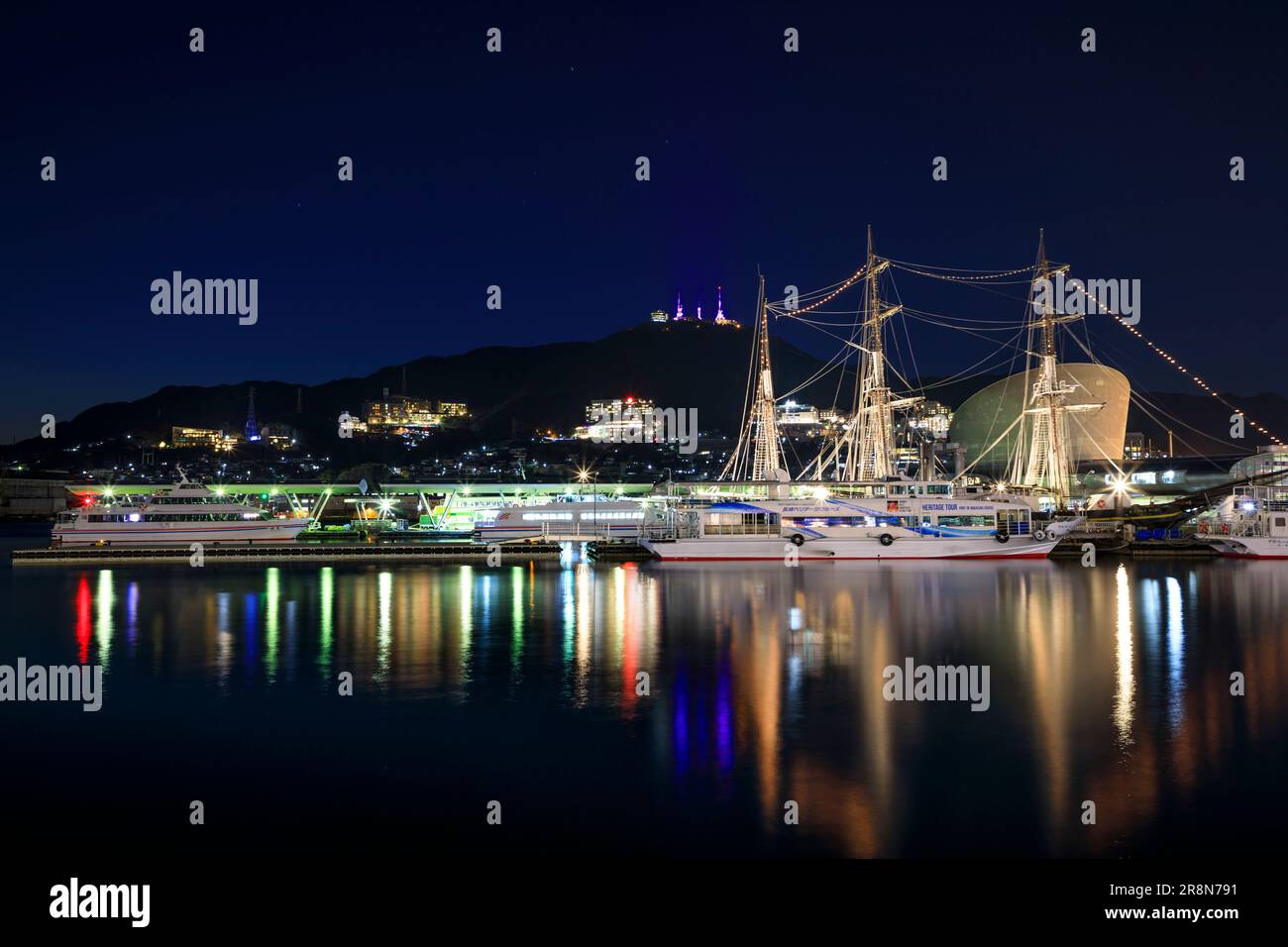Night View of Nagasaki Port and Mt. Inasa Stock Photo - Alamy