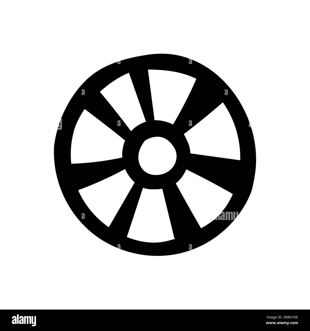 Hand drawn black doodle wheel with sections. Texas simple element ...