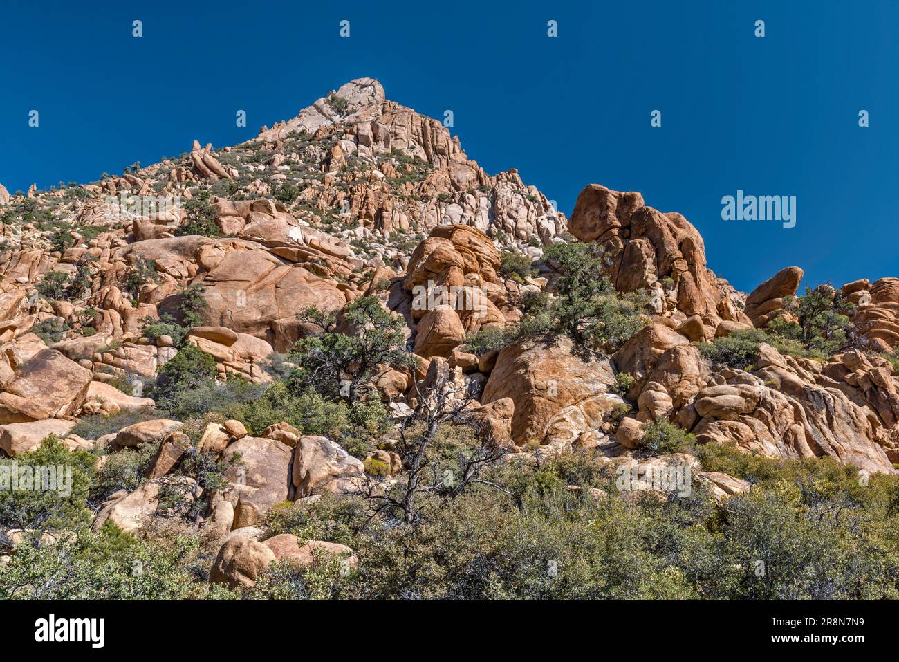 Granite rock formations in Caruthers Canyon, New York Mountains, Mojave ...