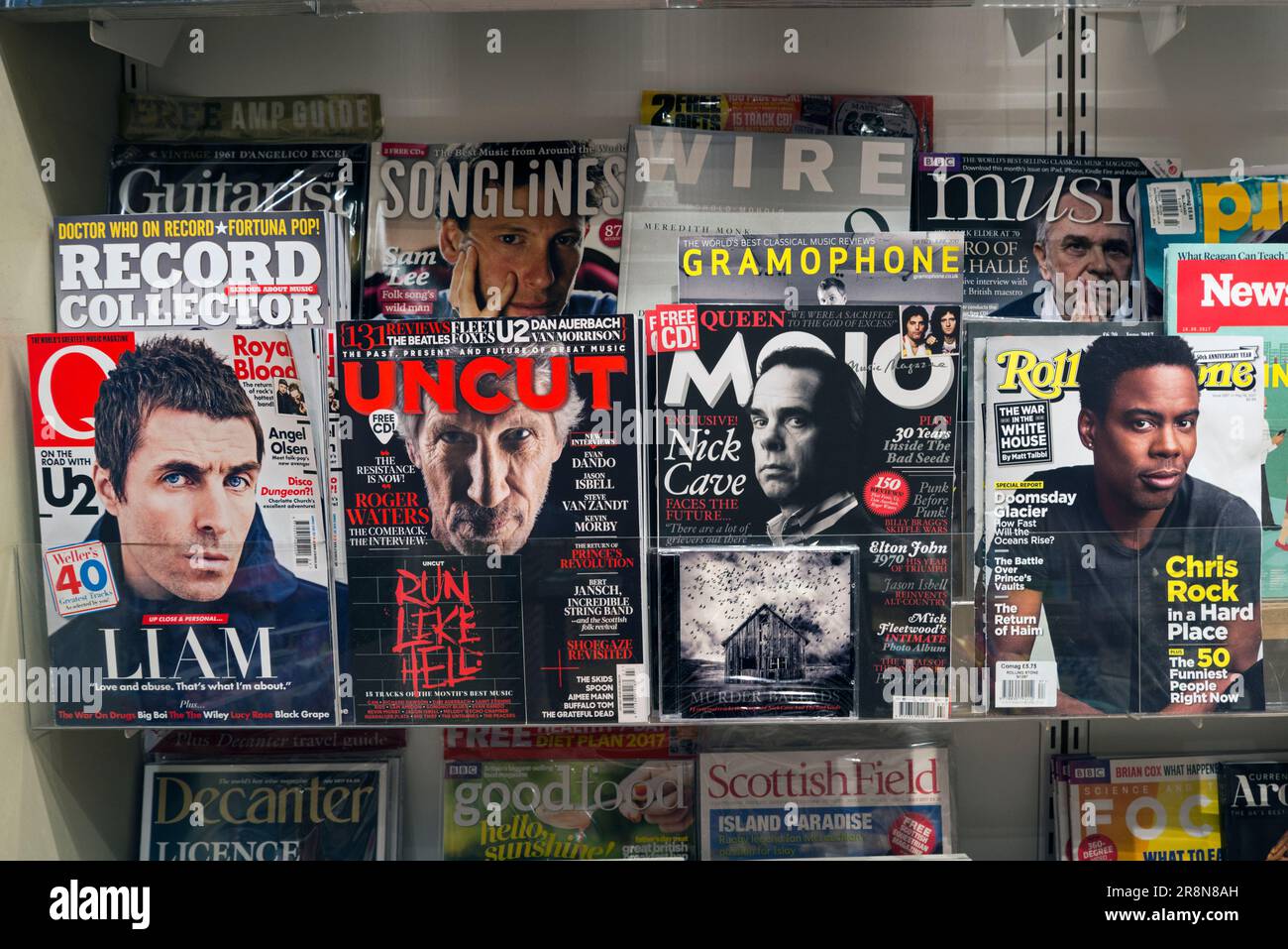 UK music magazines on display in a newsagents Stock Photo - Alamy