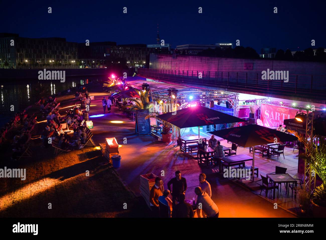 Capital Beach Bar, Spree, Tiergarten, Mitte, Berlin, Germany Stock ...