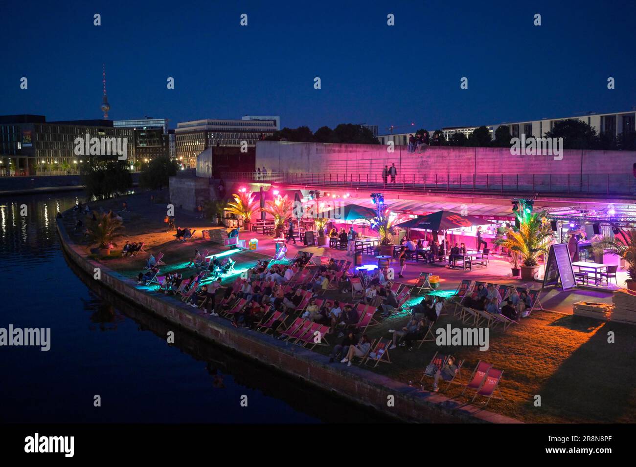 Capital Beach Bar, Spree, Tiergarten, Mitte, Berlin, Germany Stock ...
