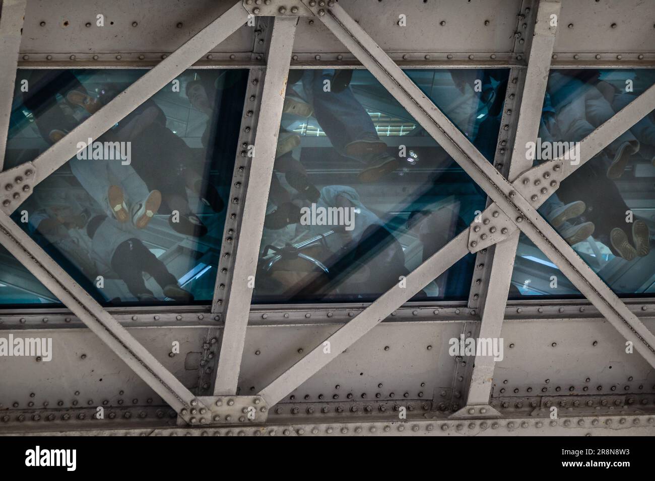 Tourists inside London's Tower Bridge Stock Photo - Alamy