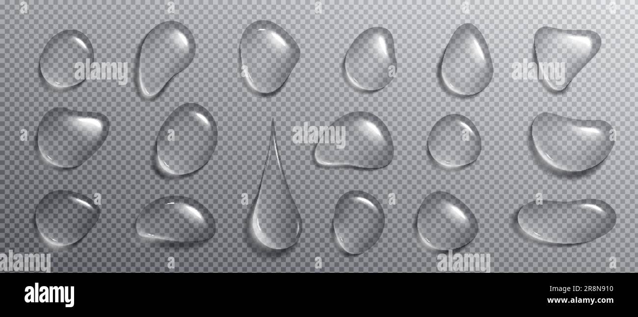 Realistic condensation water tears. Isolated vector droplet on ...