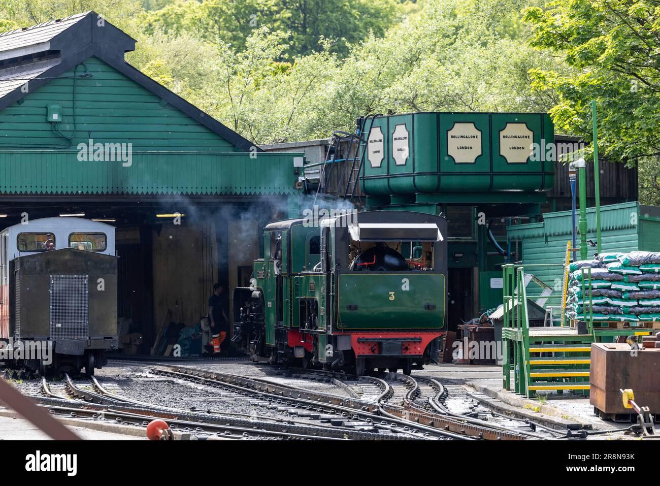 Steam locomotive in the depot, Snowdon Railway Station, Llanberis ...