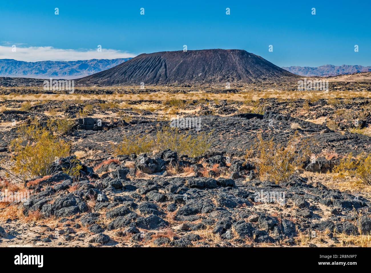 Amboy Crater, cinder cone volcano, lava field, at Mojave Trails ...