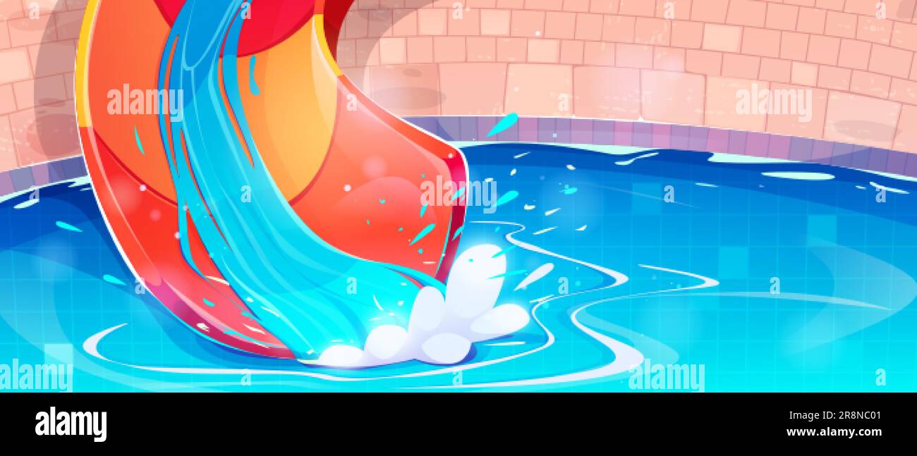 Water slide bottom in swimming pool. Vector cartoon illustration of ...