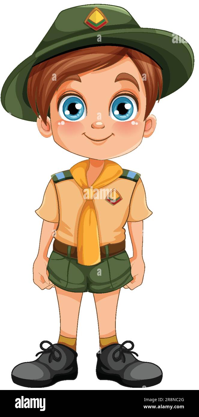 Boy scout in uniform cartoon character illustration Stock Vector Image ...