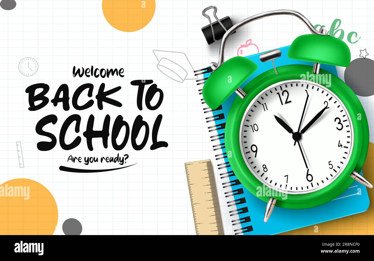 Back to school text vector design. Welcome back to school in grid paper ...