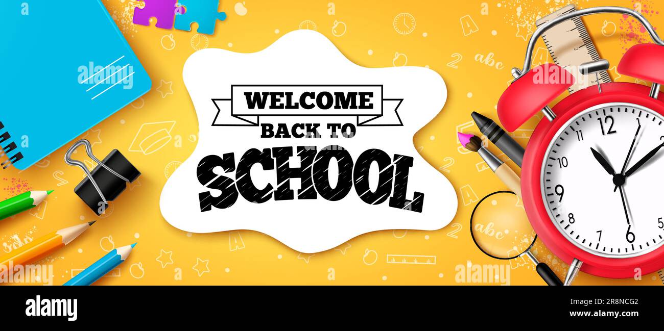 Back to school text vector design. Welcome back to school typography in ...