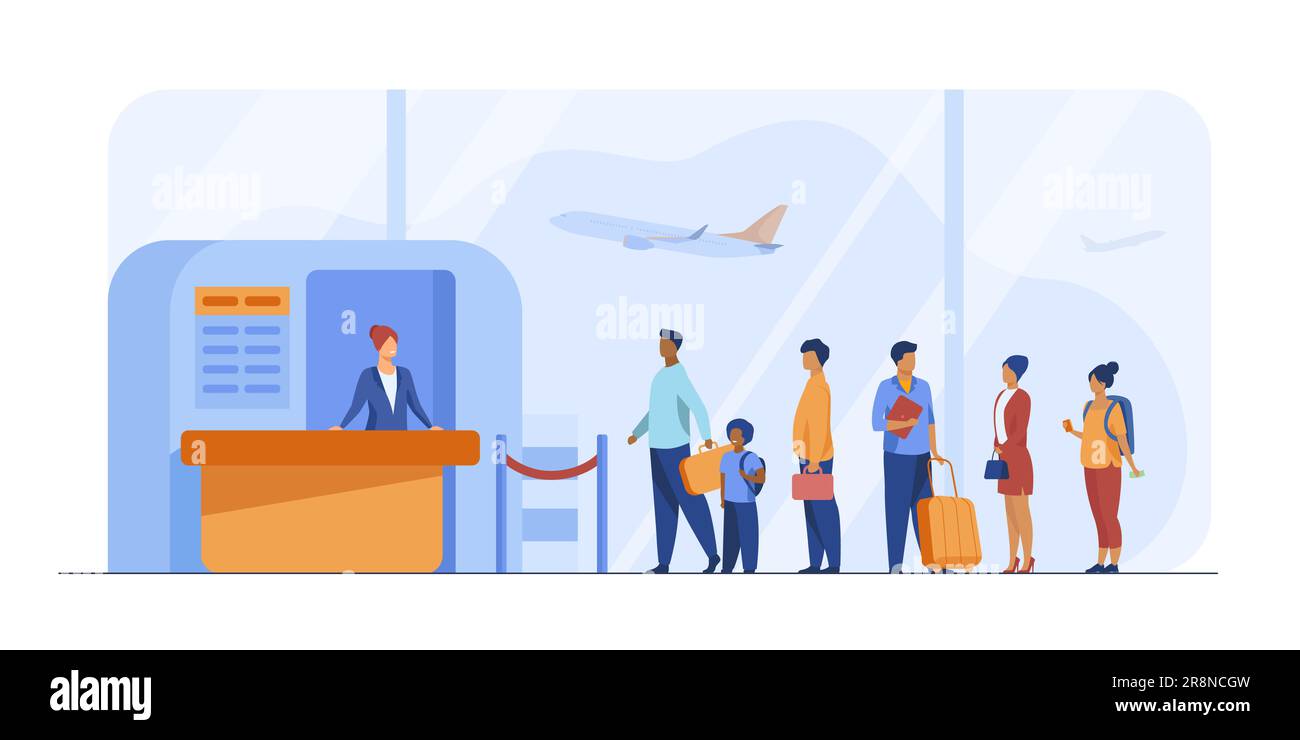 Airport queue vector illustration Stock Vector Image & Art - Alamy
