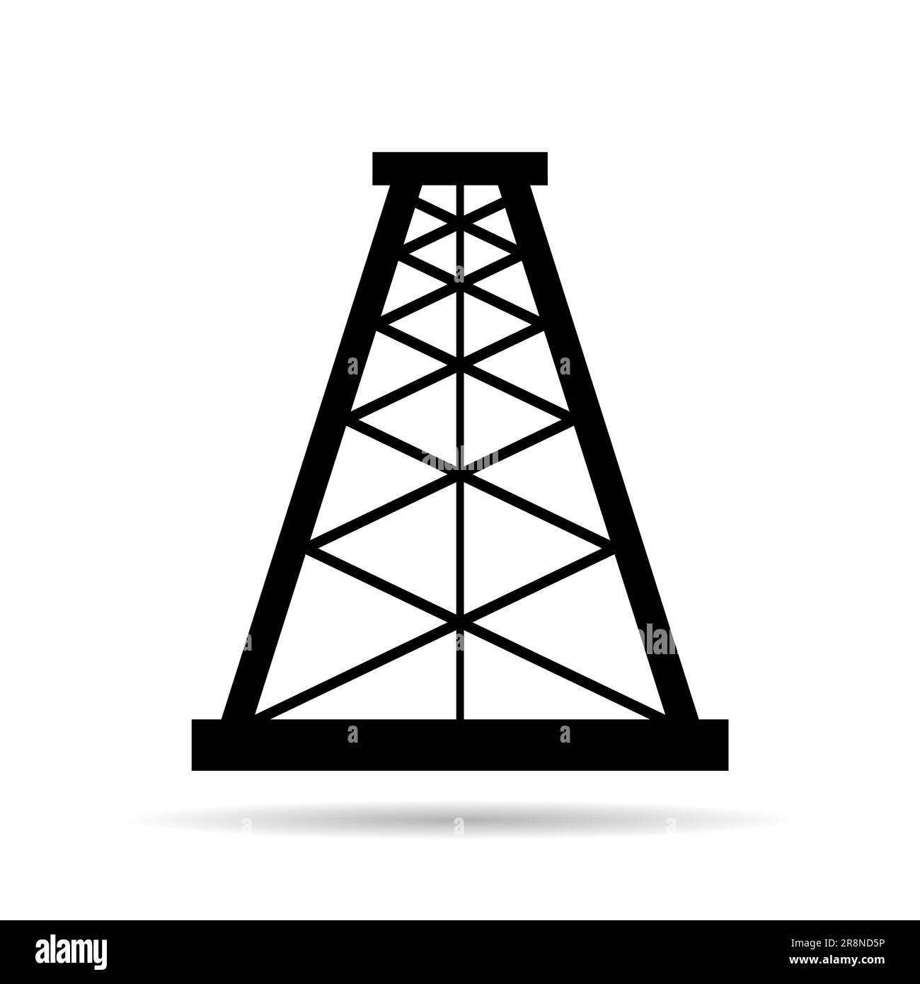 Oil rig flat graphic shadow icon, fuel platform industry tower gas sign ...