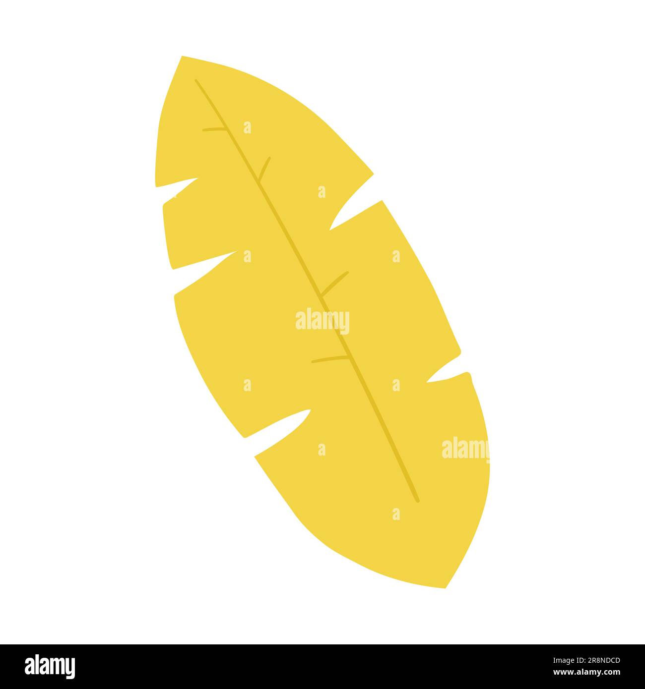 Hand drawn colored flat yellow tropical leave. vector illustration ...
