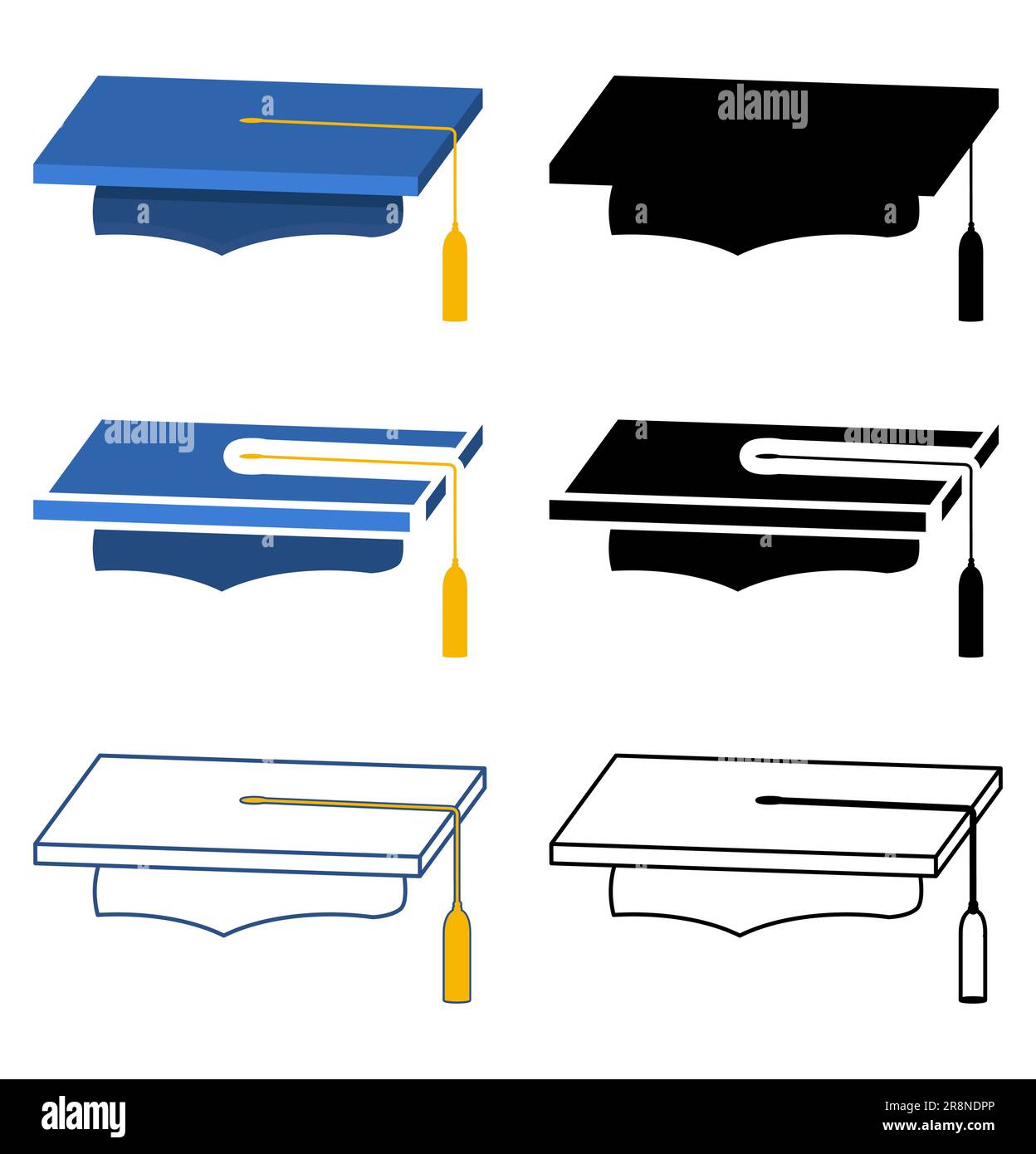 Set of Graduation cap, mortar board icons. Vector illustration of ...