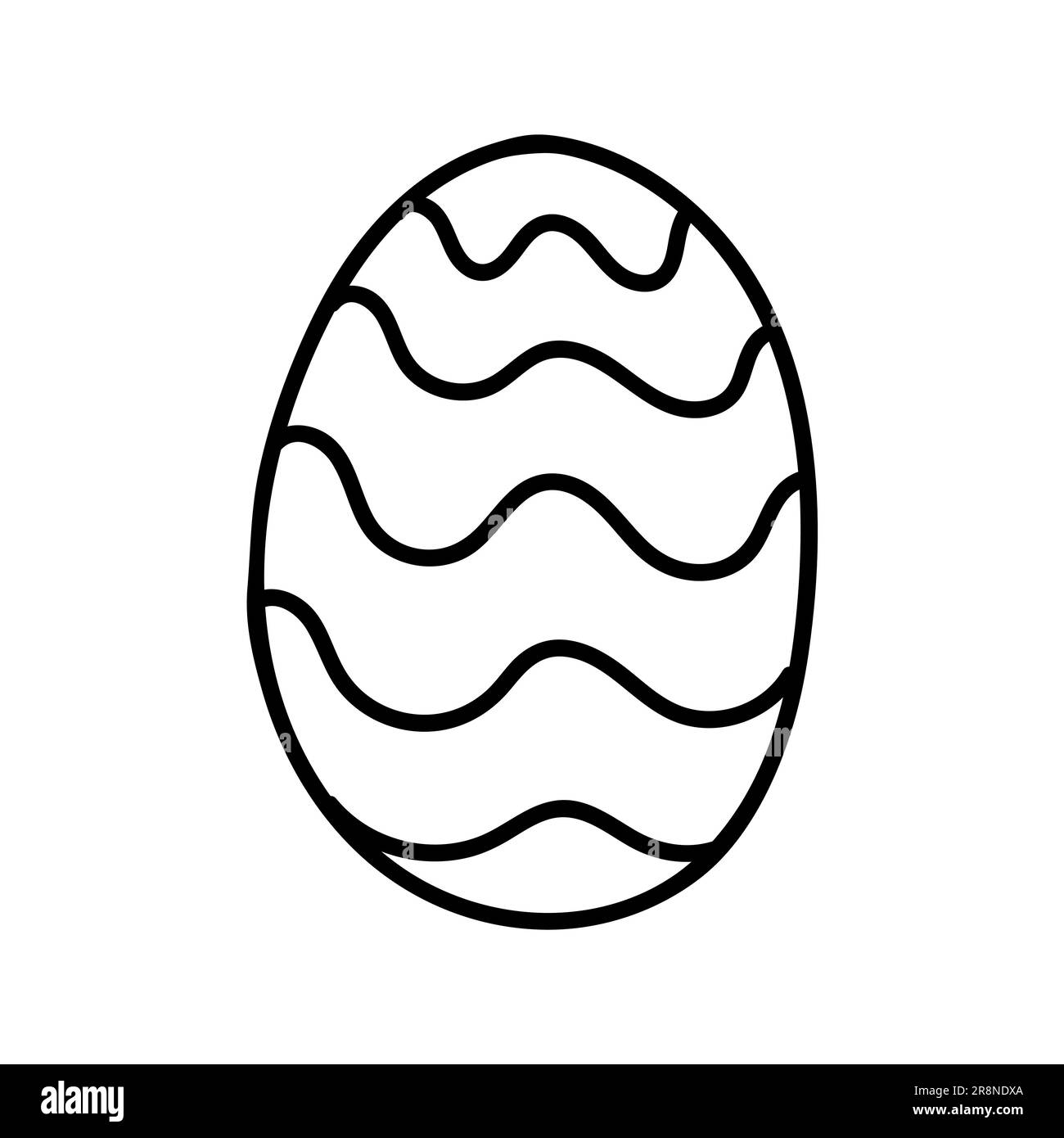 One easter egg with black waves ornament on white background. Simple ...