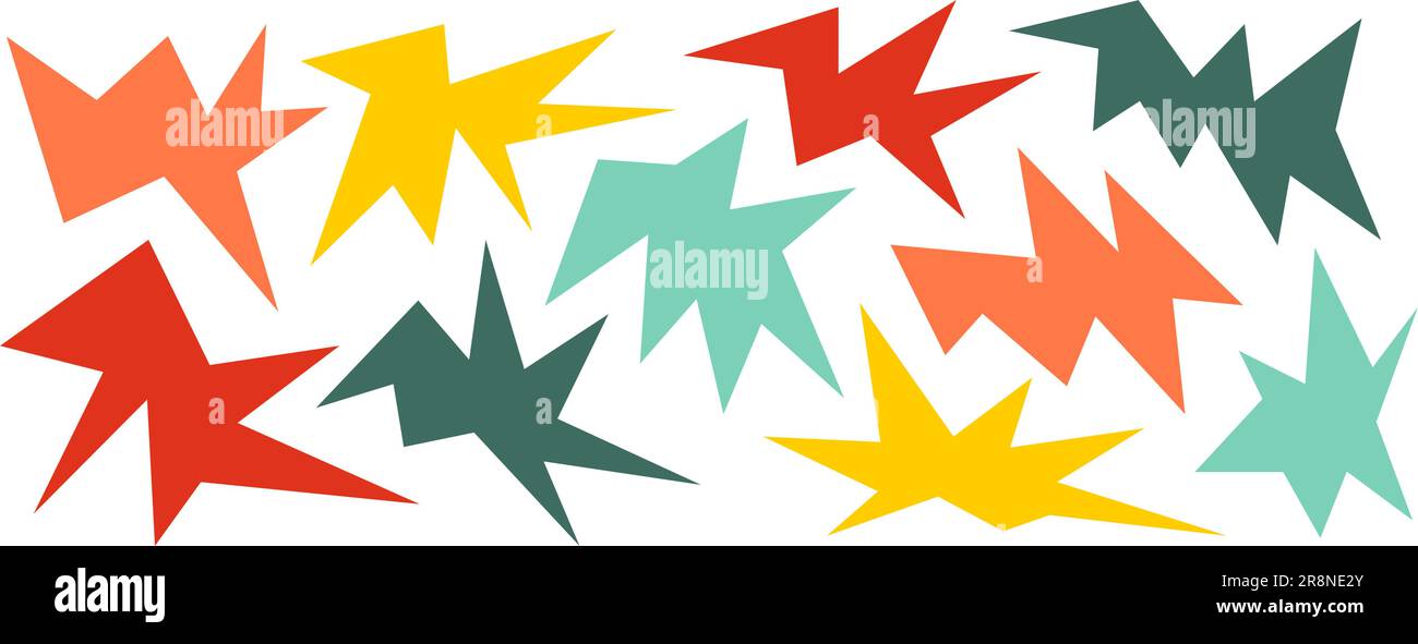 Colorful Sharp Asymmetric Shapes Set Abstract Geometric Edgy Elements