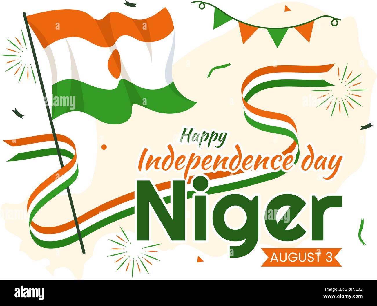 Happy Niger Republic Day Vector Illustration with Waving Flag and ...