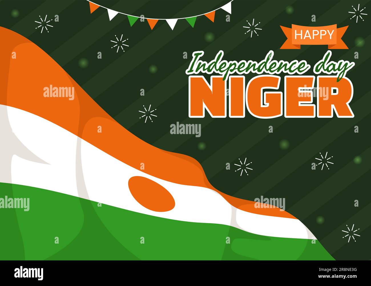 Happy Niger Republic Day Vector Illustration with Waving Flag and ...