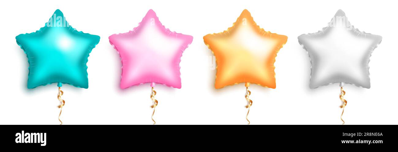 Birthday balloons set vector design. Star balloon elements for birthday ...