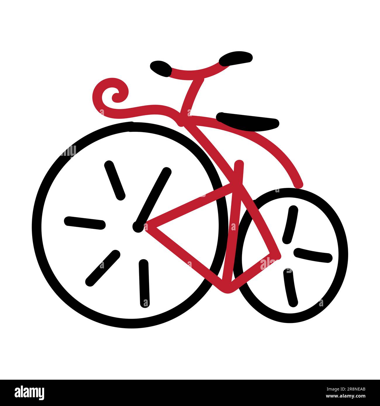 Hand drawn old fashioned Vector vintage bicycle icon. Black icon ...